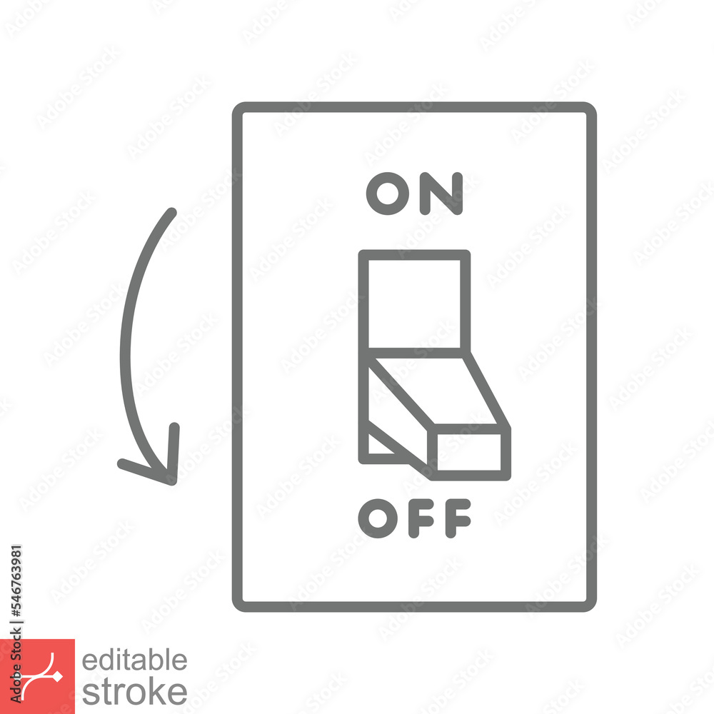 Light off, electric switch icon. Simple outline style. Power turn off ...