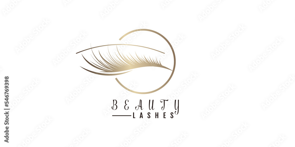 Vetor Beauty lashes logo with gold gradient for beauty business premium ...
