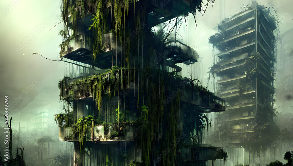 Stock-Illustration „rotten / decayed city skyline with skyscrapers ...