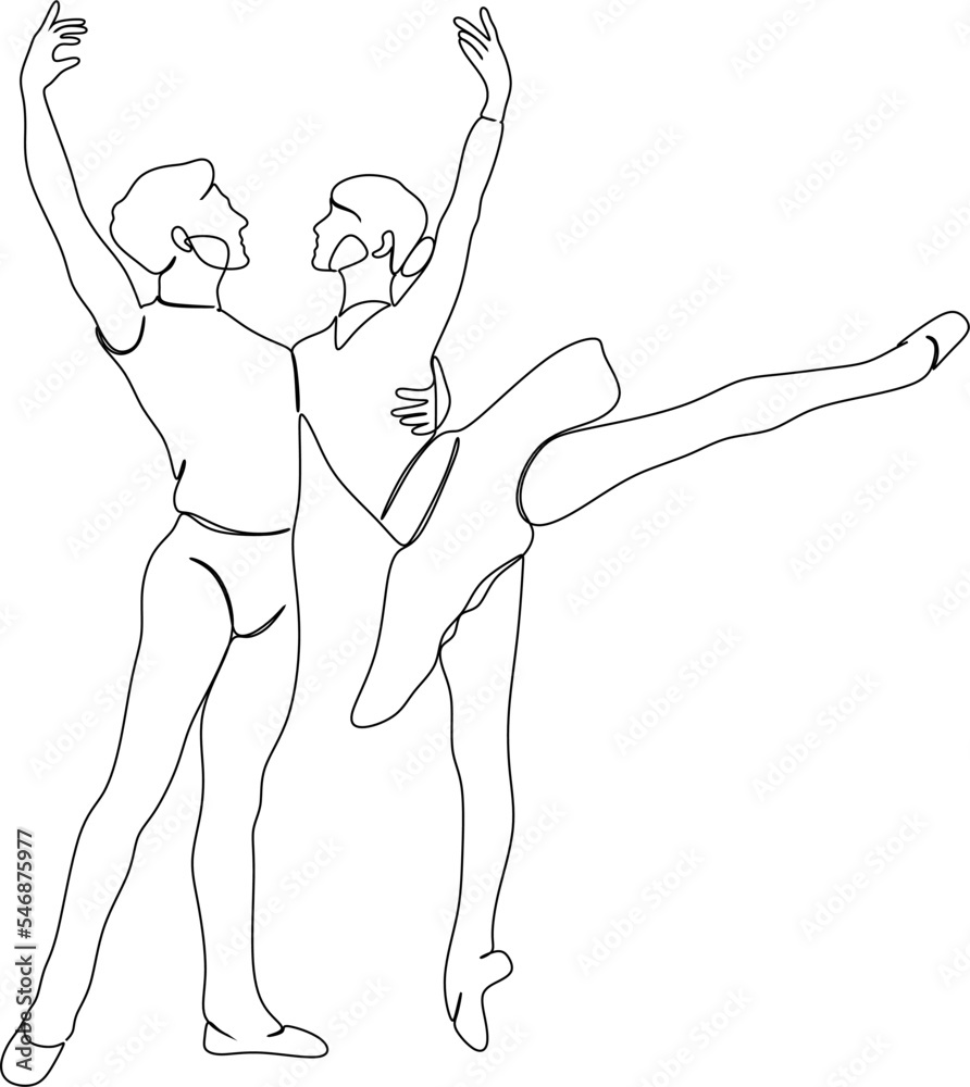 Continuous line drawing of two ballet dancers Stock Vector | Adobe Stock