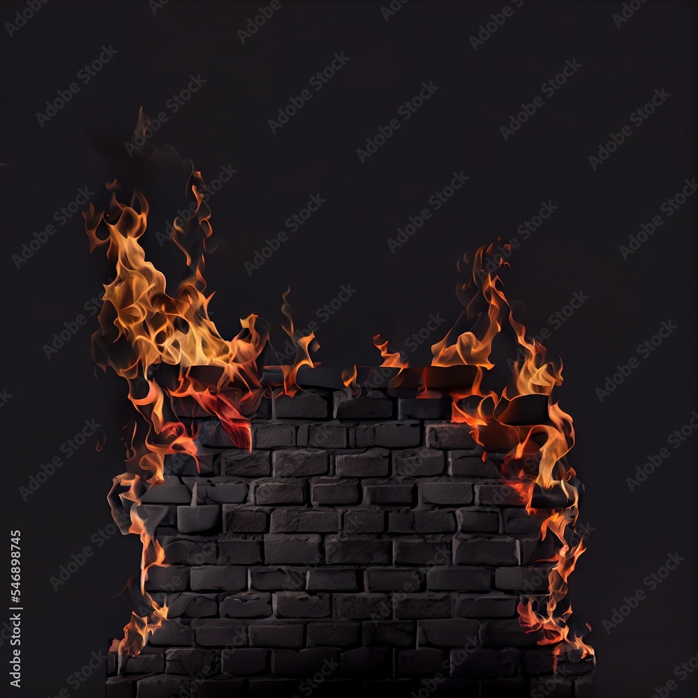 Fire wall on black background. Isolated wall made of fire Stock ...