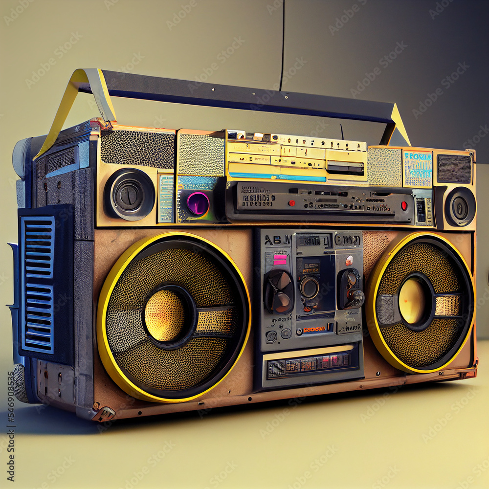 Retro Boombox from the 80's, vintage boombox Stock Illustration | Adobe ...