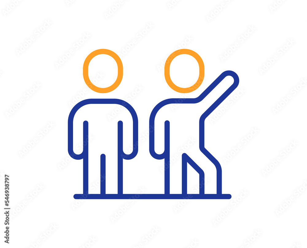 Teamwork line icon. Team work together sign. Business partnership ...
