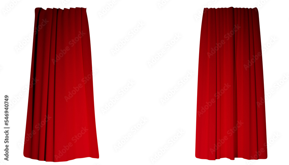 Stage curtains isolated on transparent background. Red velvet movie ...