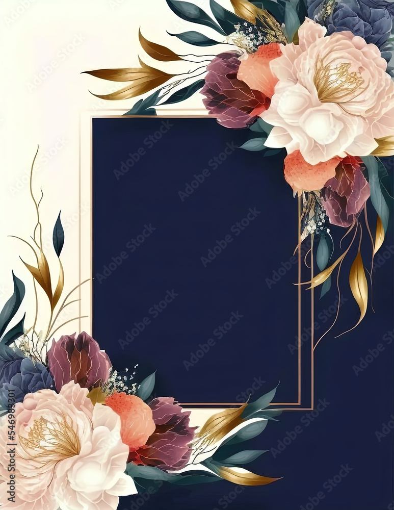 Elegant floral wedding invitation card template frame background art ...