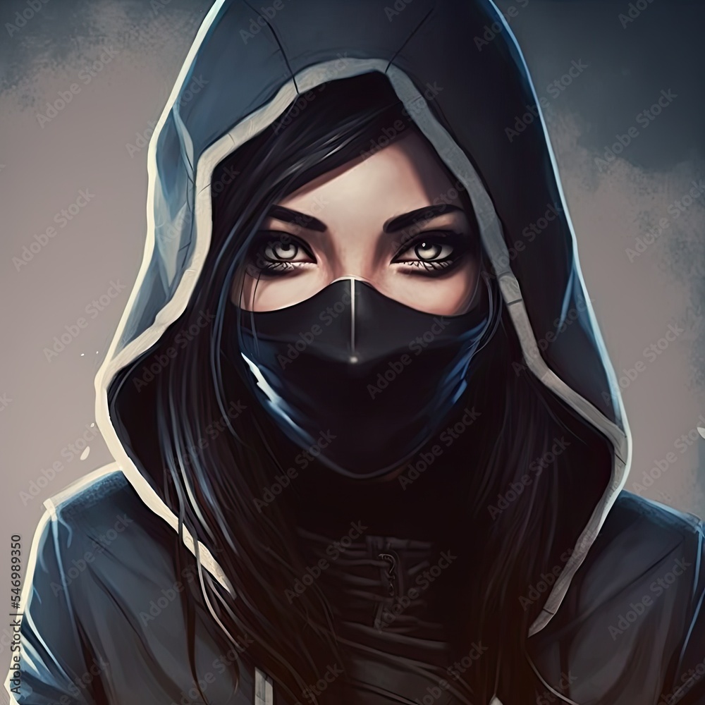 Anonymous female profile avatar picture with mask Stock Illustration ...