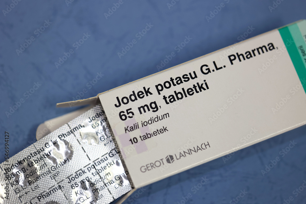 Jodek potasu - tabletki przygotowane do podania osobie napromieniowanej ...