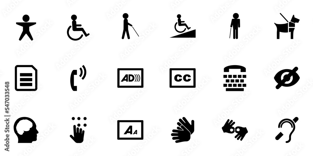 Vektor SVG Accessibility icons set ve službě Stock | Adobe Stock