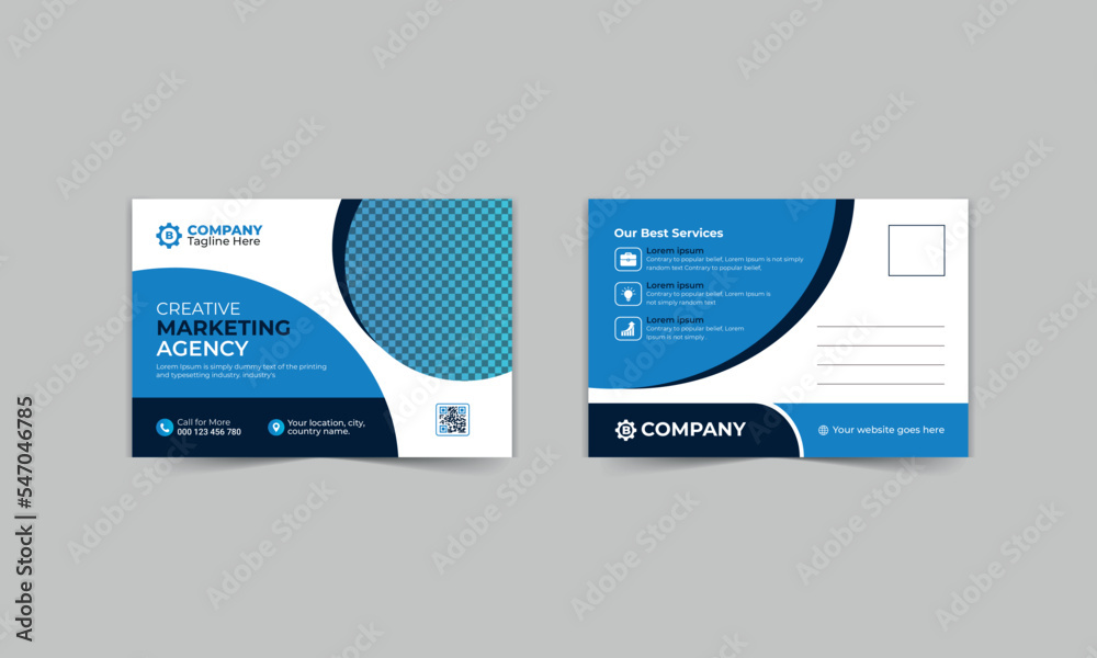 Corporate business postcard design, company services promotion postcard ...