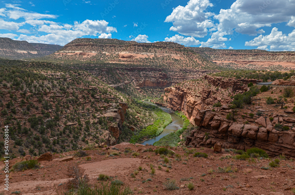 Photo Stock Dolores river canyon scenic view from Hanging Flume ...