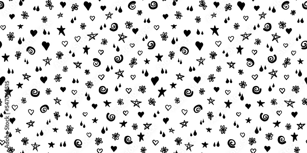 Cute hand drawn doodle tattoo flash sheet with star, heart, flower ...