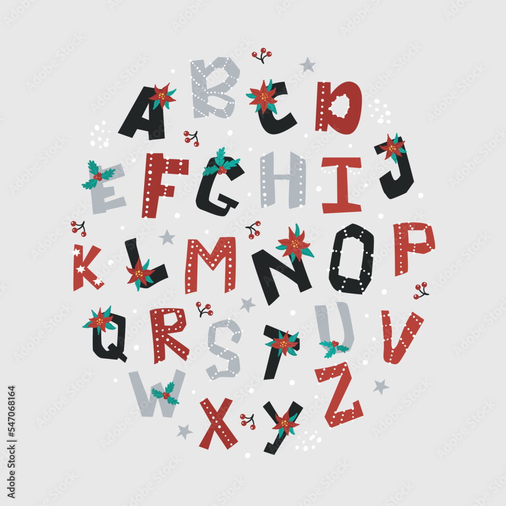 Christmas alphabet poster. Perfect for Christmas cards, letters ...