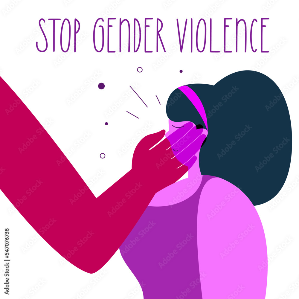 STOP gender violenc. Vector illustration with man slap in the face women. Female body is freedom ...