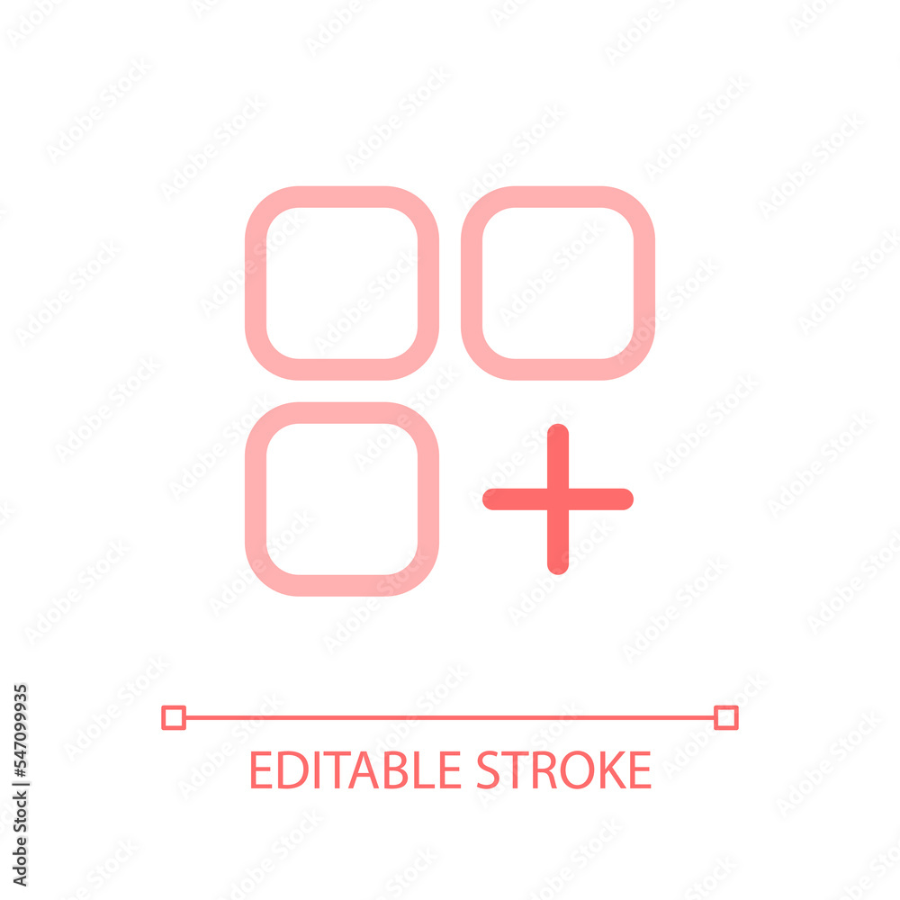 Menu with add option pixel perfect color linear ui icon. Change, edit ...