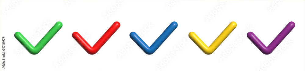 Stock-Vektorgrafik „3D Check mark. Glossy positive tick signs . Symbols ...