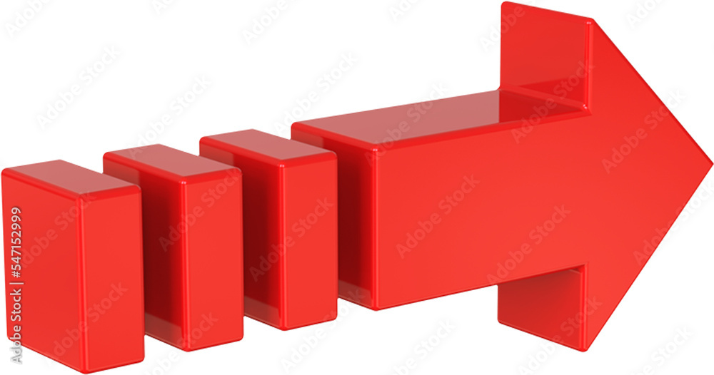 Red advance arrow isolated on transparent background. 3D rendering ...