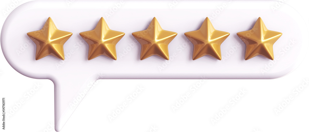 Five star sating isolated on transparent background. 3D rendering Stock ...