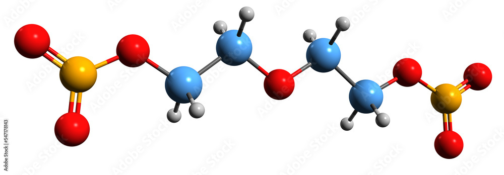 Illustration Stock 3D image of Diethylene glycol dinitrate skeletal ...