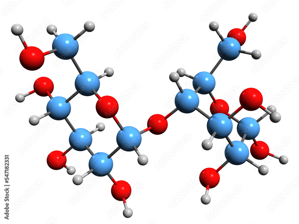 3D image of Maltose skeletal formula - molecular chemical structure of ...