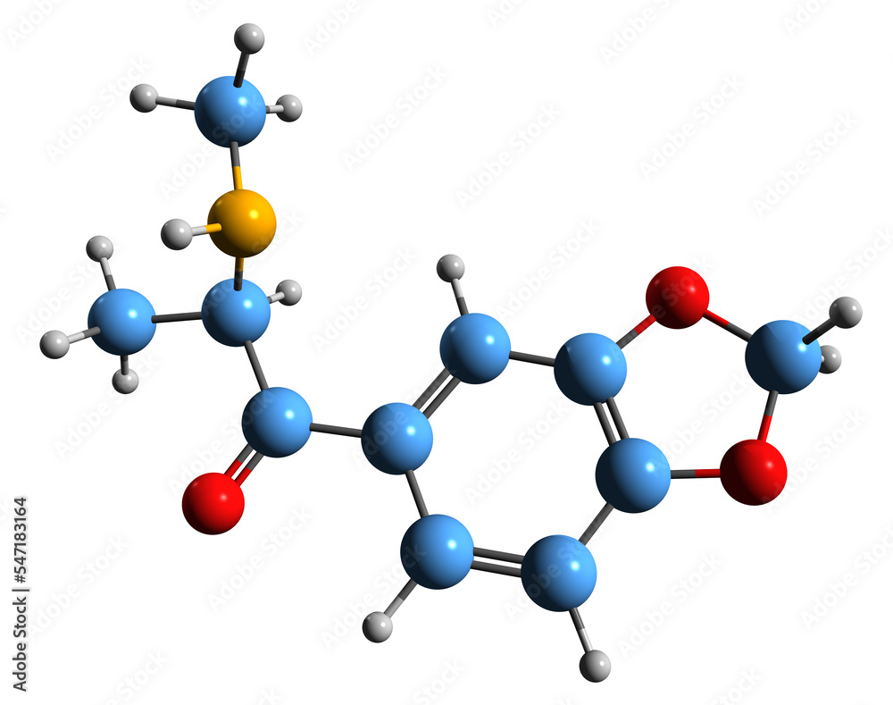 3D image of Methylone skeletal formula - molecular chemical structure ...
