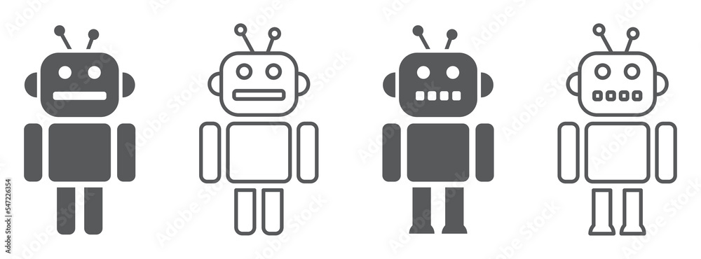 Set of robot icons. Robotics symbol, vector. Stock Vector | Adobe Stock