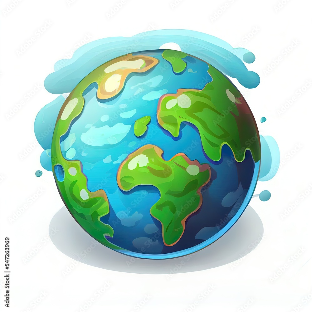 Cartoon planet Earth on white background. Planet Earth day or ...
