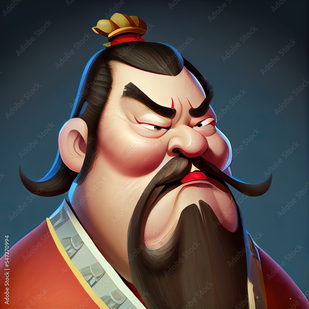 Cartoon Character of Chinese Emperor, Qin Shi Huang. Stock Illustration ...