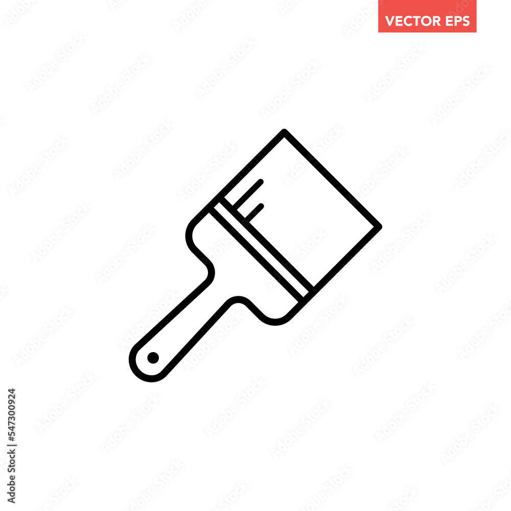 Black single paint brush line icon, simple outline painting tool flat ...