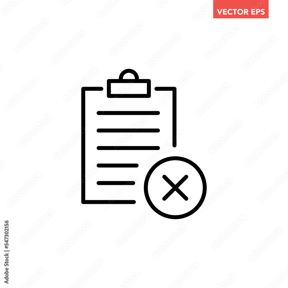 Vector de Stock Black single failed clip board line icon, simple ...