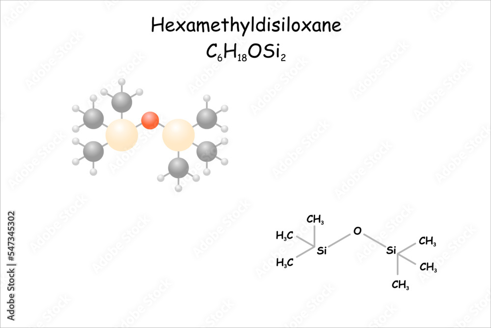 Stylized molecule model/structural formula of hexamethyldisiloxane. Stock Vector | Adobe Stock