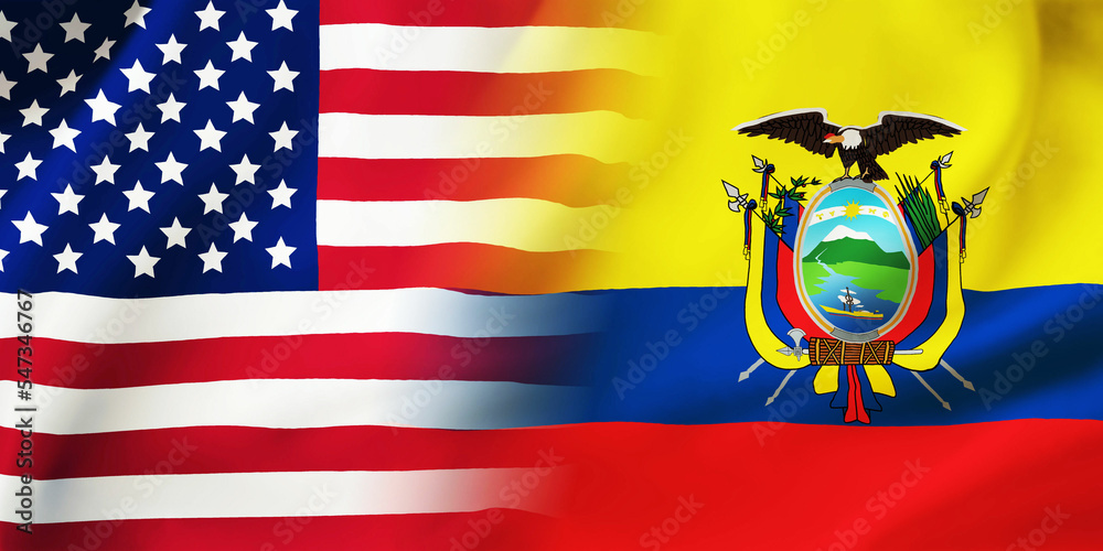 Ecuador,USA flag together.American and Ecuador waving flag Stock ...