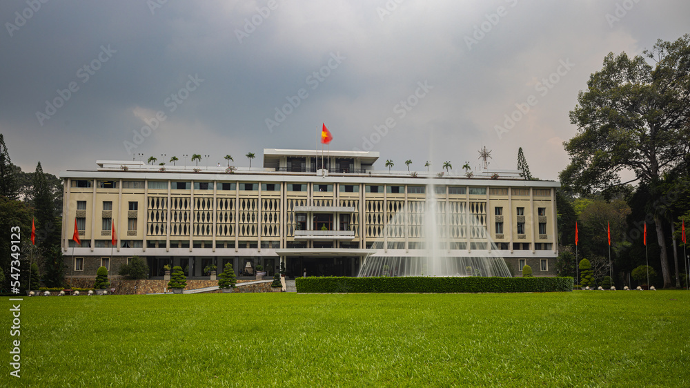 Independence palace at Saigon with water fountain. Also known as ...