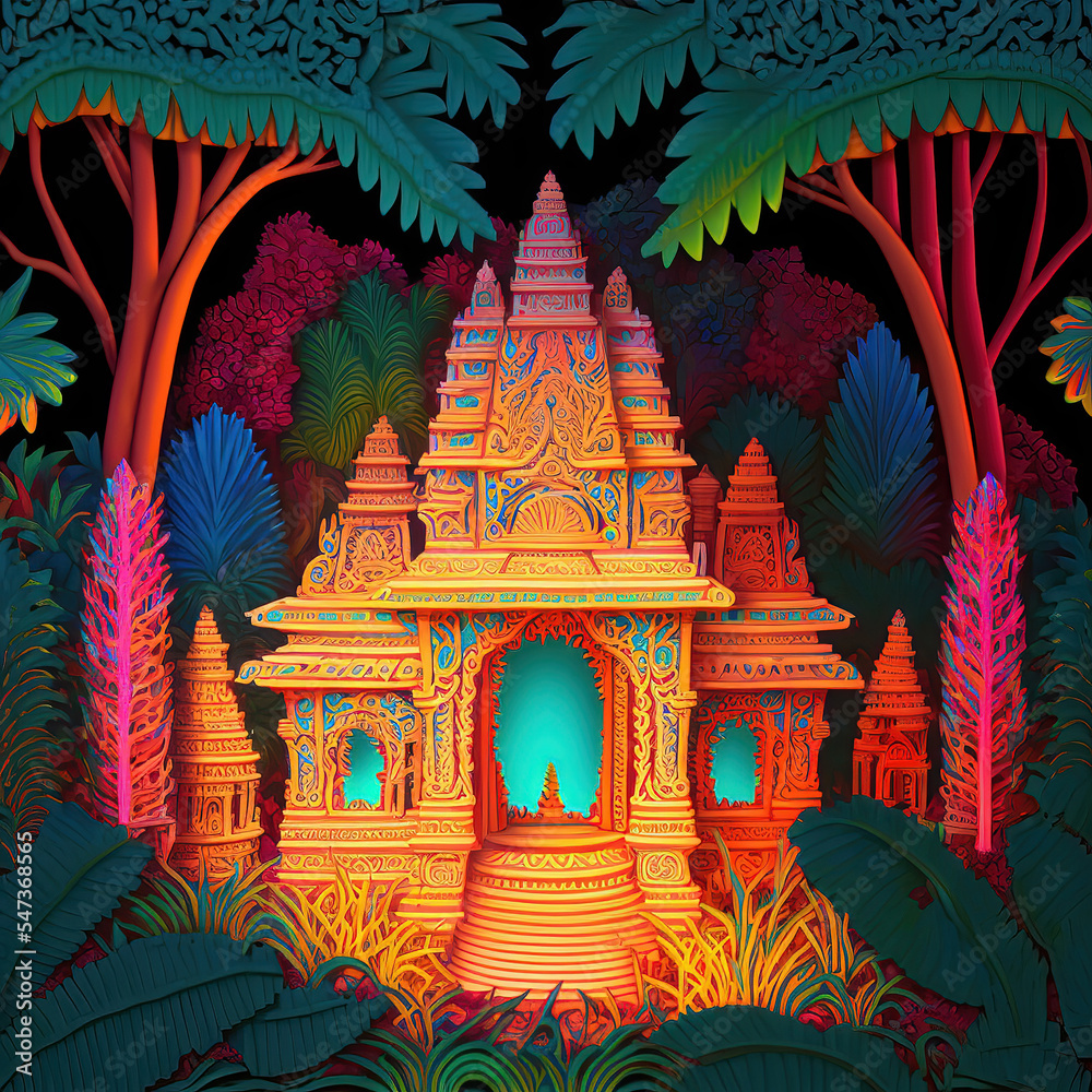 AI generated image of a diorama model of an ancient Hindu temple in the ...