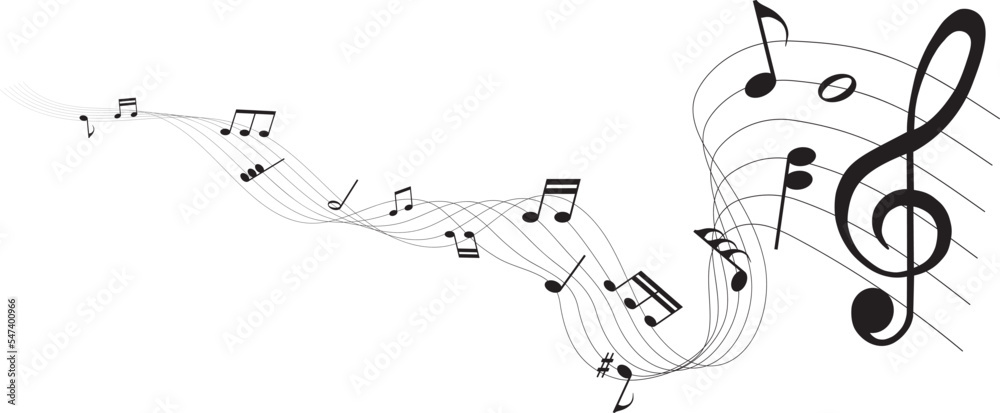 vector illustration of sheet music - musical notes melody Stock Vector ...