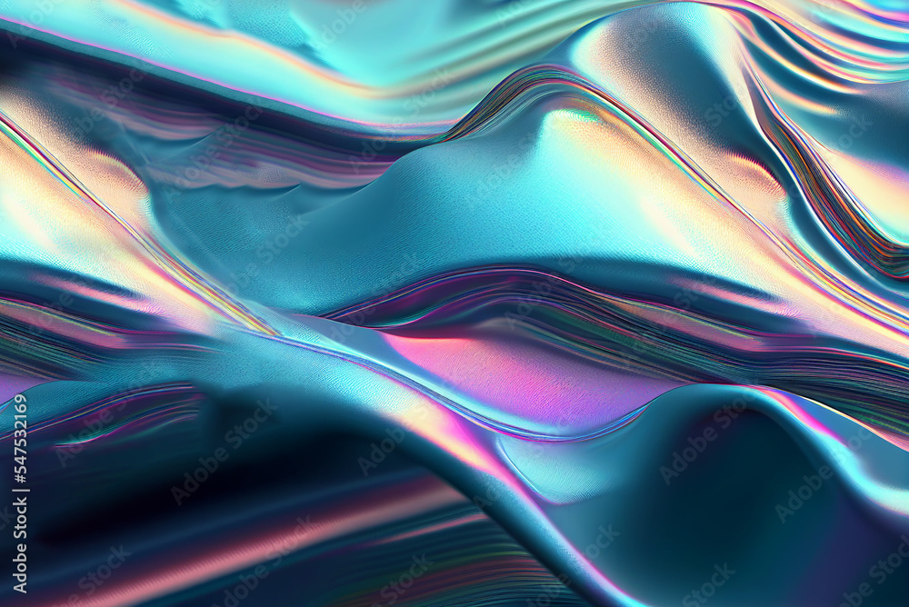 3d rendering, abstract ultraviolet background, holographic foil ...