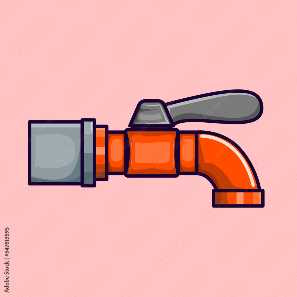 Vector cartoon illustration of water tap with isolated background Stock ...