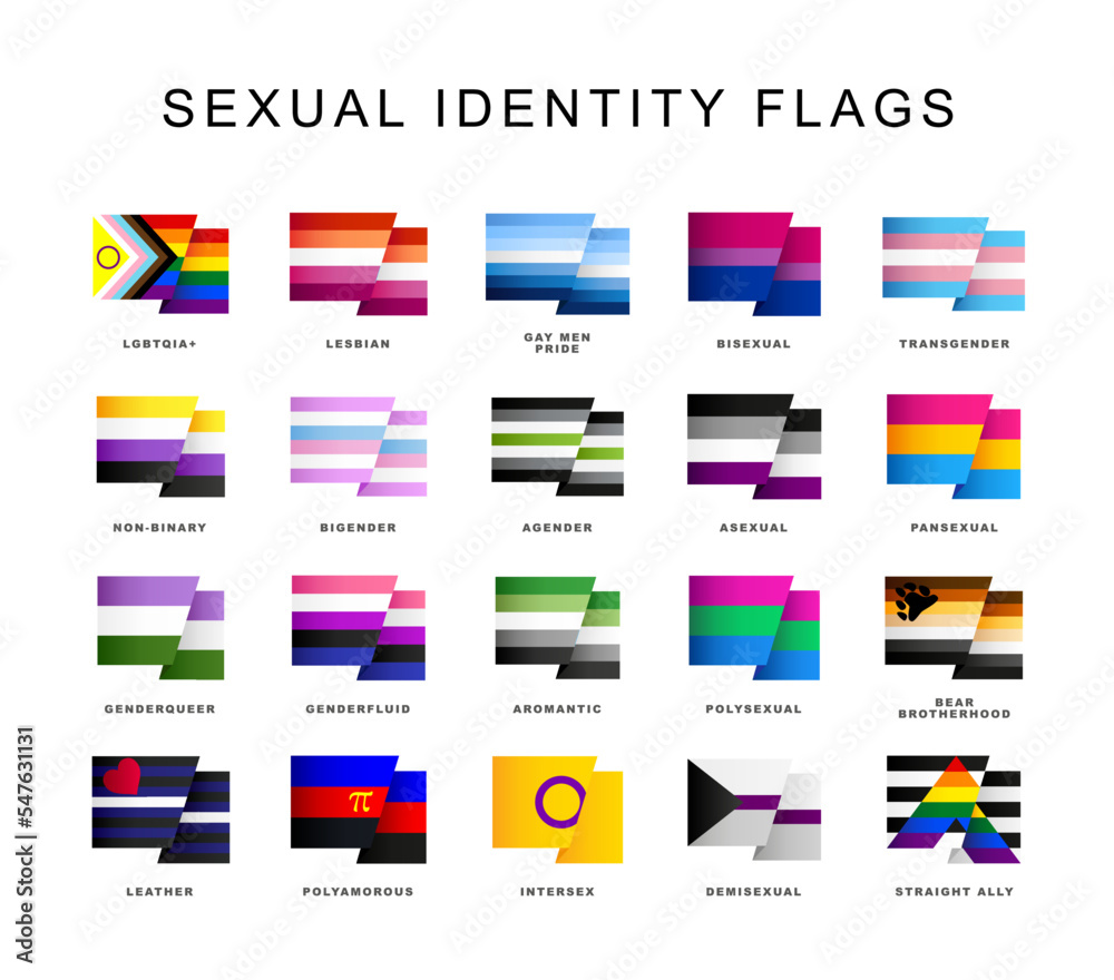 LGBT symbols. Flags of sexual identification. A set of colorful logos ...