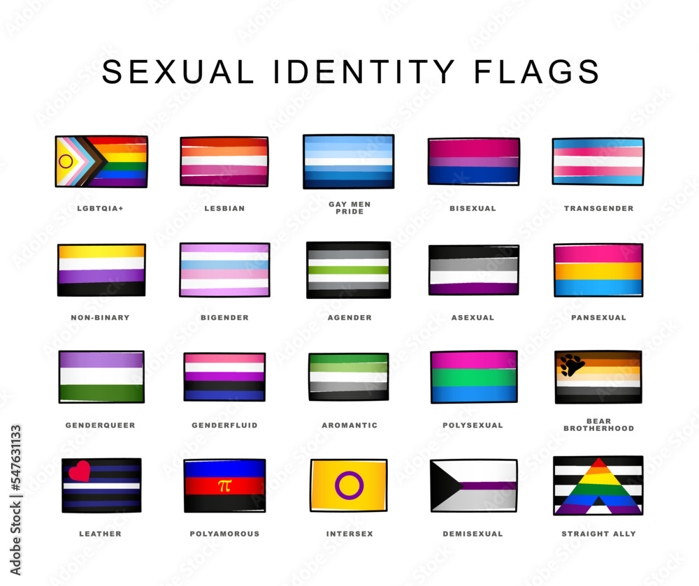 A set of colorful logos of LGBT pride flags. LGBT symbols. Flags of ...