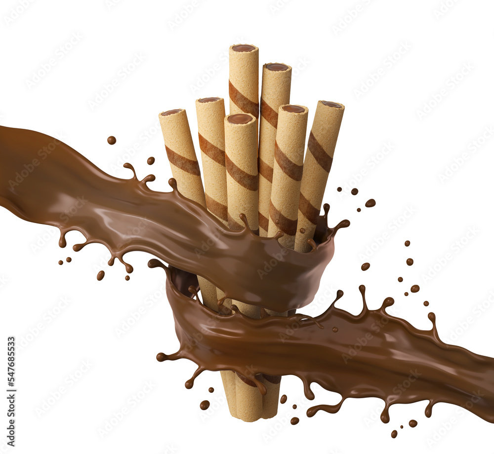 chocolate filled in a crispy wafer roll, Chocolate waffle sticks with ...