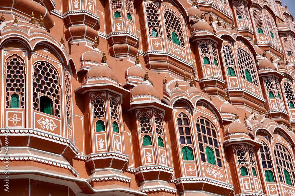 Hawa Mahal palace Jaipur, India. Facade of the palace of winds. Five ...