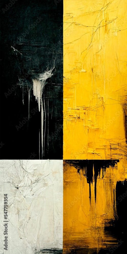 AI generated vertical abstract artwork with yellow black and white ...