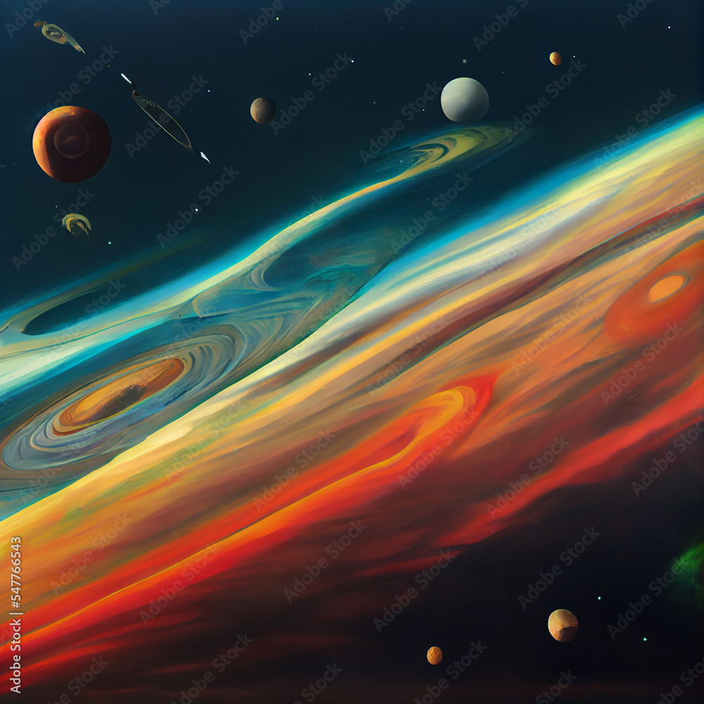 Parade of planets. A rare cosmic phenomenon. Stock Illustration | Adobe ...