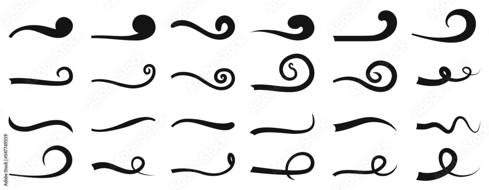 Typographic swash and swooshes tails. Underlined text tails. Retro ...