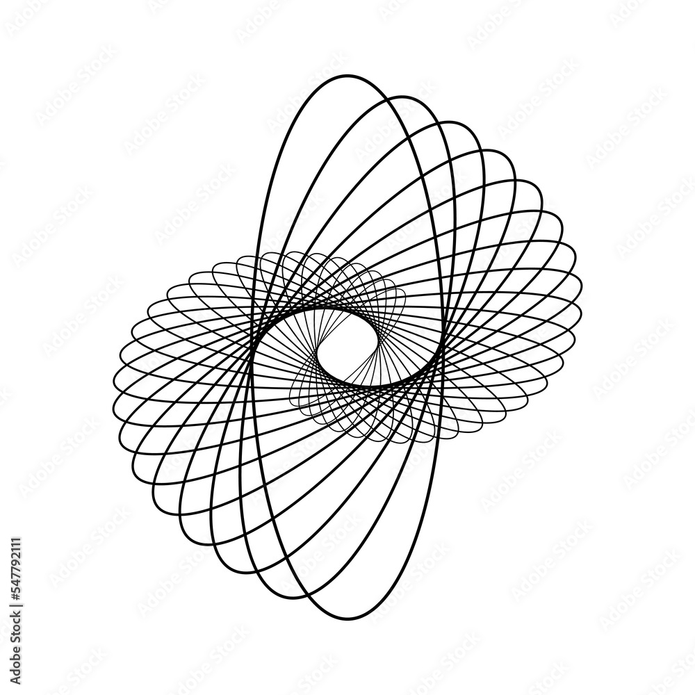 Abstract hipster oval lines in round form. Minimal art. Concentric ...