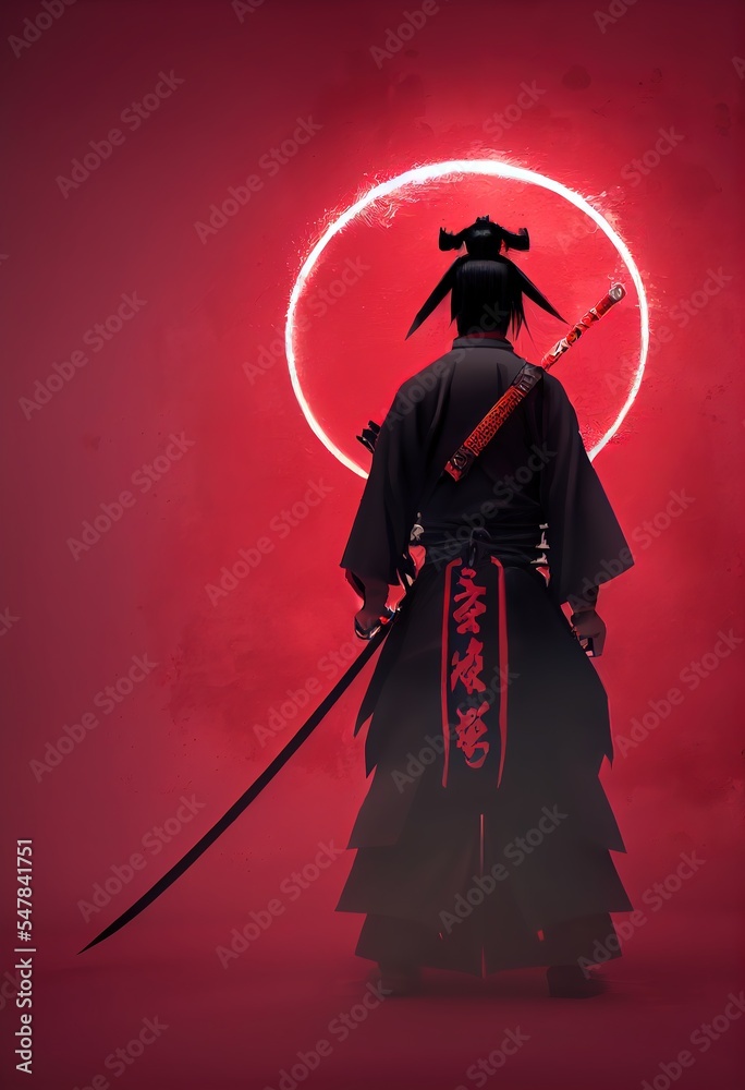 ghost samurai, red and black colors Stock Illustration | Adobe Stock