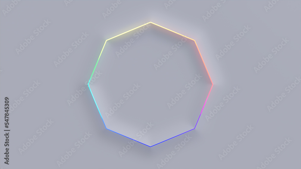 White Surface with Embossed Shape and Rainbow Illuminated Edge. Tech ...