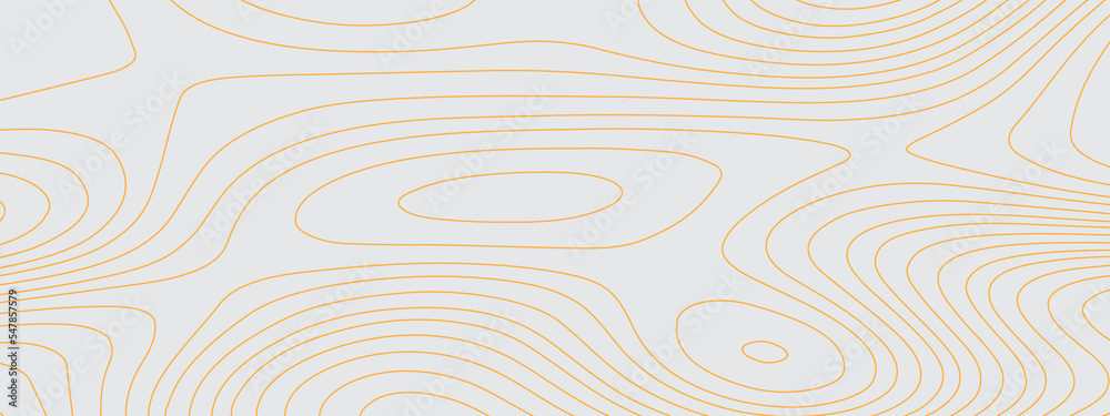 Orange and white abstract topographic map with lines and circles ...