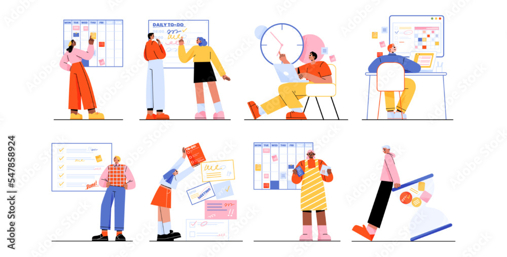 Time management, business planning with checklists, schedule, calendar ...