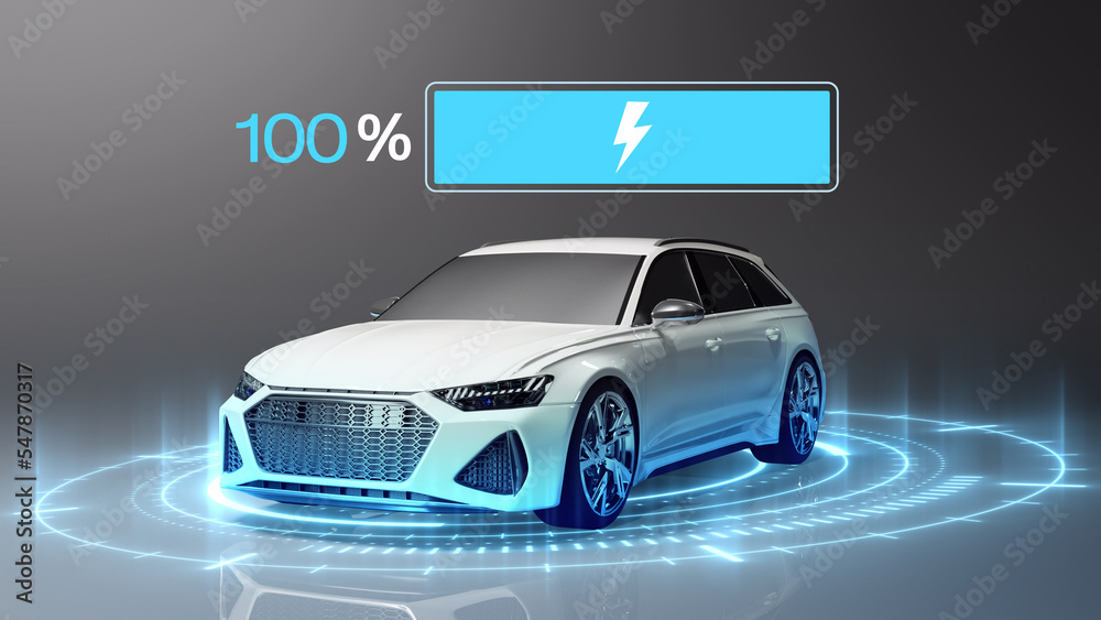 Electric car dashboard display. Electric Car Charging Indicating the ...