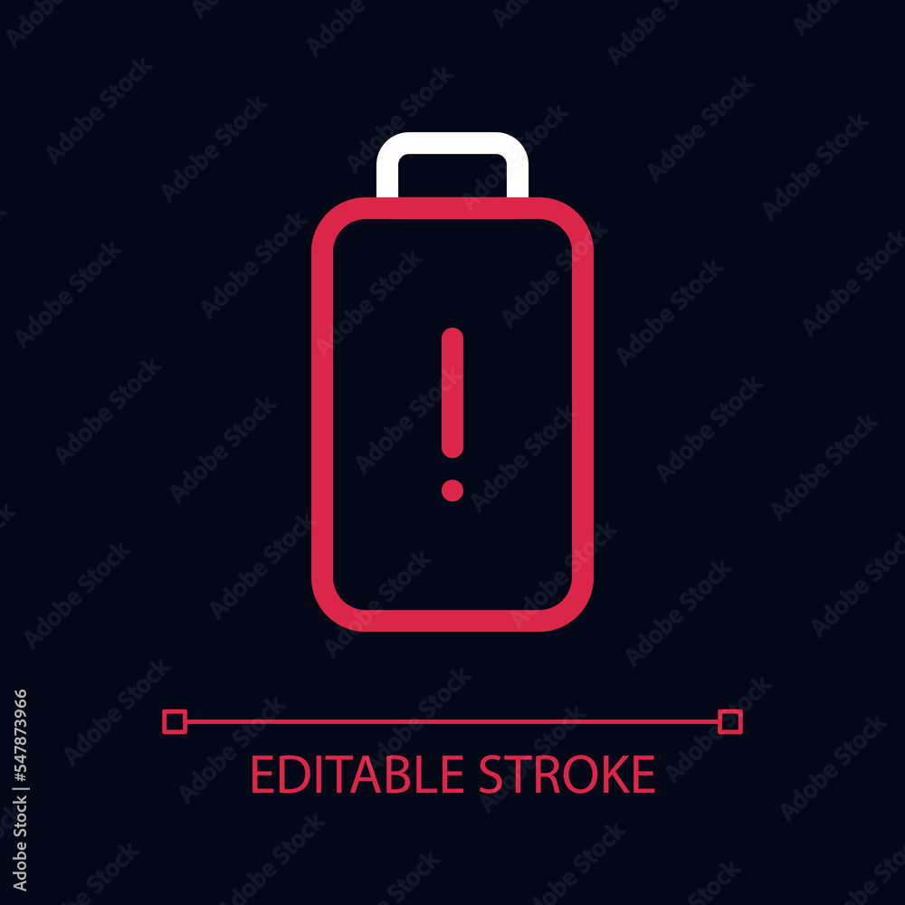 Low battery level pixel perfect color linear ui icon for dark theme ...